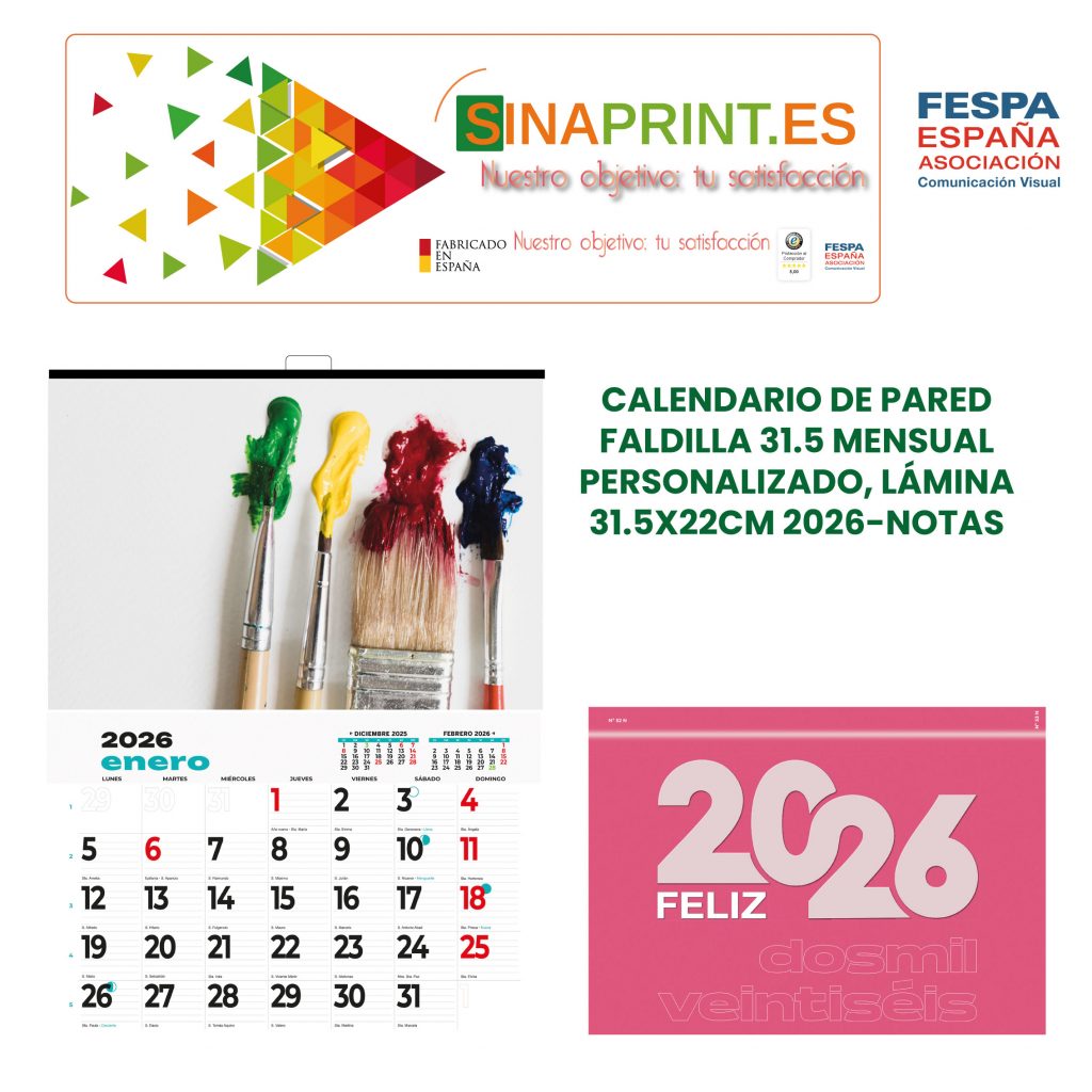 CALENDARIO DE PARED PERSONALIZADO FALDILLAS 31.5X22CM MENSUAL 2026 ...